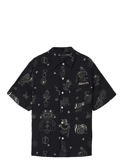 ALLSAINTS Terra Graphic-print Woven Shirt - Jet Black