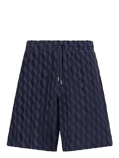 Frescobol Carioca Wave-print Cotton-blend Shorts - Midnight-blue