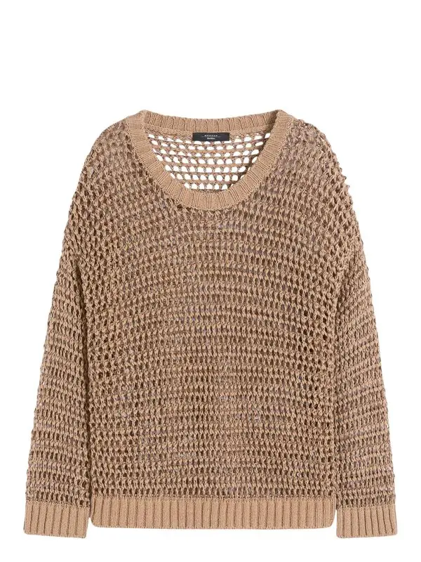 Max Mara Linen-blend Open-knit Sweater - Brown