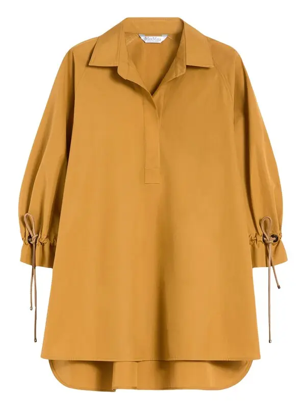 Max Mara Cotton Poplin Drawstring Blouse - Brown