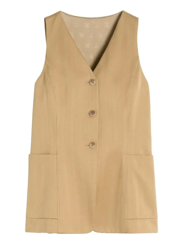 Max Mara Cotton Striped Waistcoat - Beige