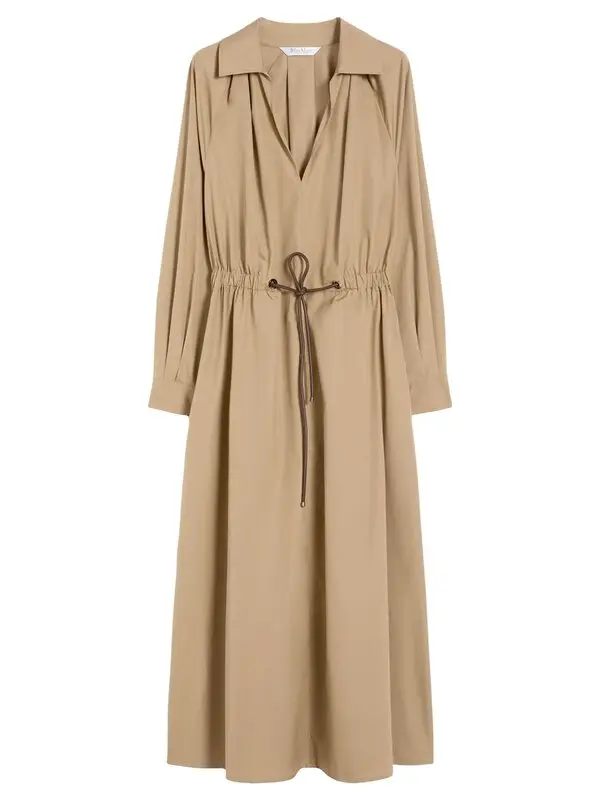 Max Mara Cotton Shirt Dress With Drawstring Waist - Green