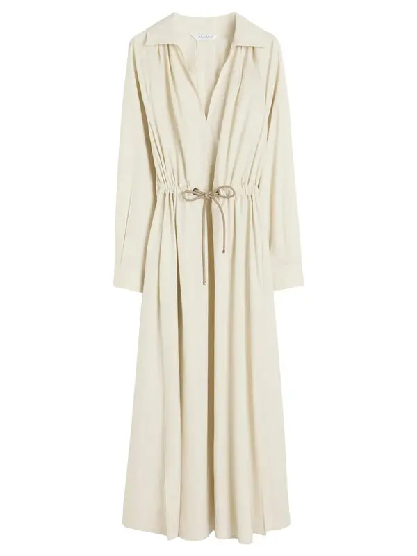 Max Mara Cotton Shirt Dress With Drawstring - Beige