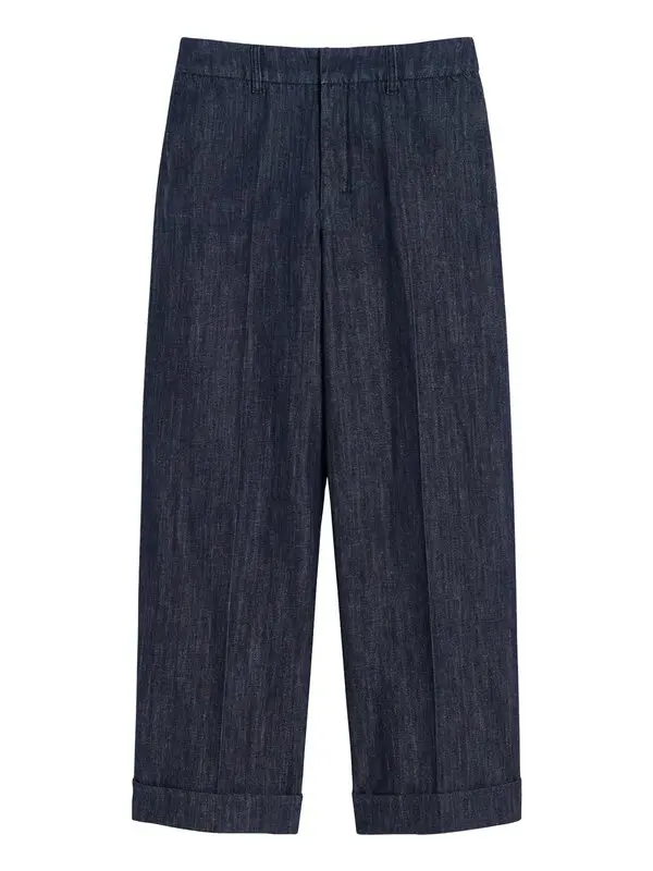 Max Mara Cotton-linen Denim Wide Leg Trousers - Blue