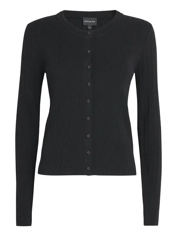 HERSKIND Rib-knit Brooks Cardigan - Black
