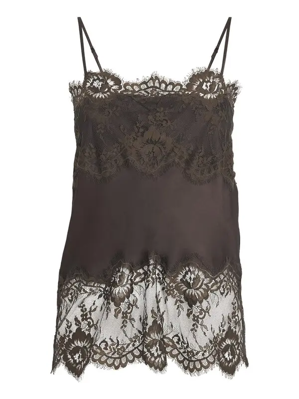 HERSKIND Lace-detail Linnea Cami Top - Brown