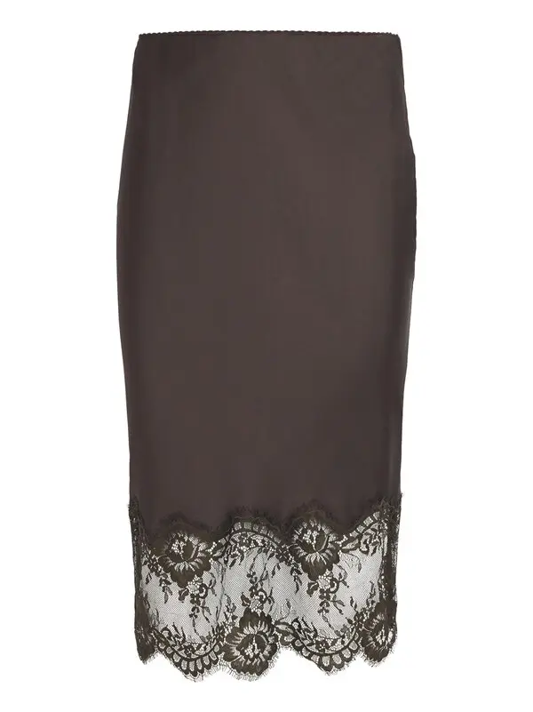 HERSKIND Herbert Lace-trim Midi Skirt - Brown