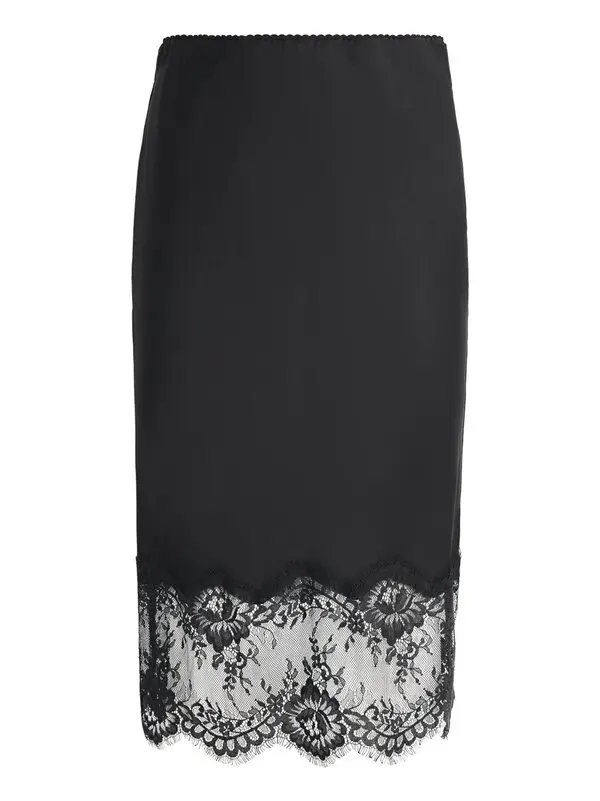 HERSKIND Herbert Midi Skirt With Lace Trim - Black