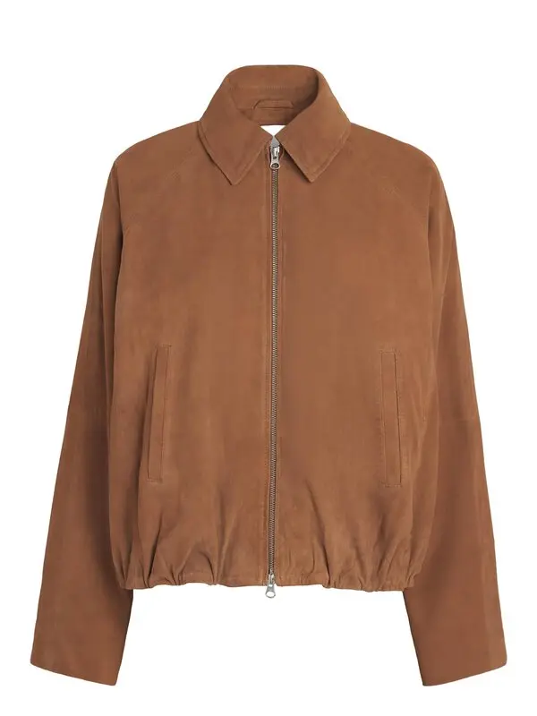 HERSKIND Suede Bomber Jacket - Brown