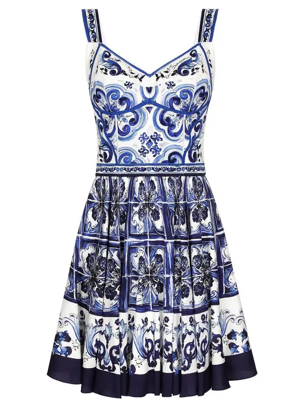 Dolce & Gabbana Short Majolica Print Dress - Multicolor