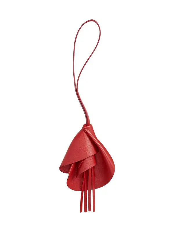 Ralph Lauren Lambskin Floral Bag Charm - Red