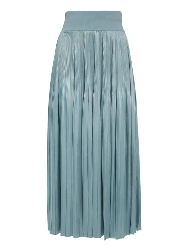 JOSEPH Satin Pleated Rabat Midi Skirt - Blue