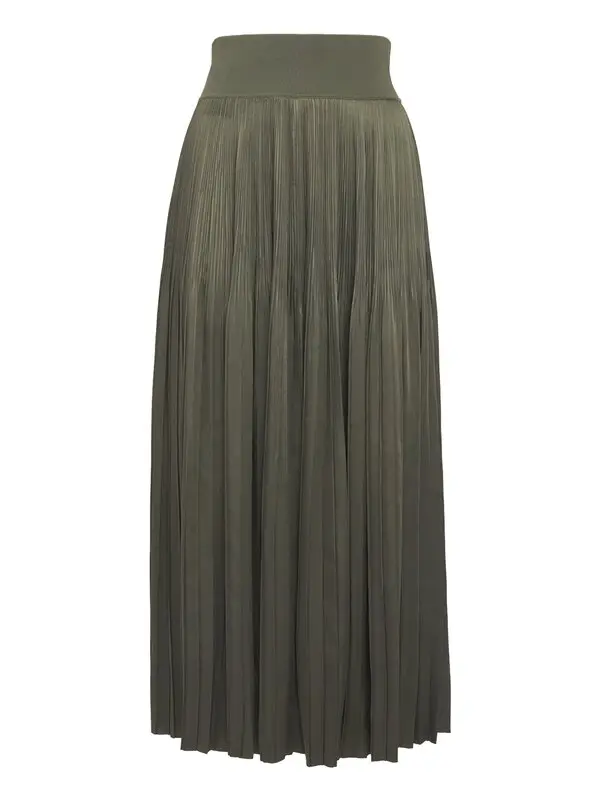 JOSEPH Satin Pleated Rabat Midi Skirt - Green