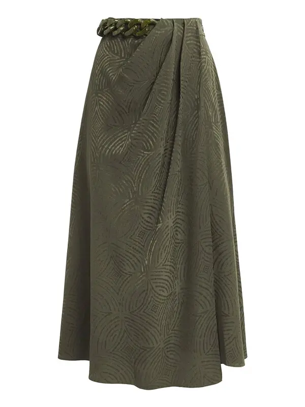 JOSEPH Silk Jacquard Tanger Skirt - Green