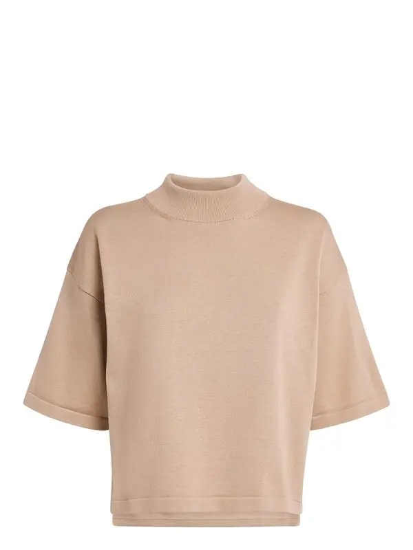 Falke Silk-cotton Mock-neck Top - Beige