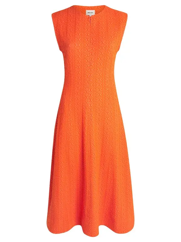 ME+EM Curling Cross Jacquard Midi Dress - Orange