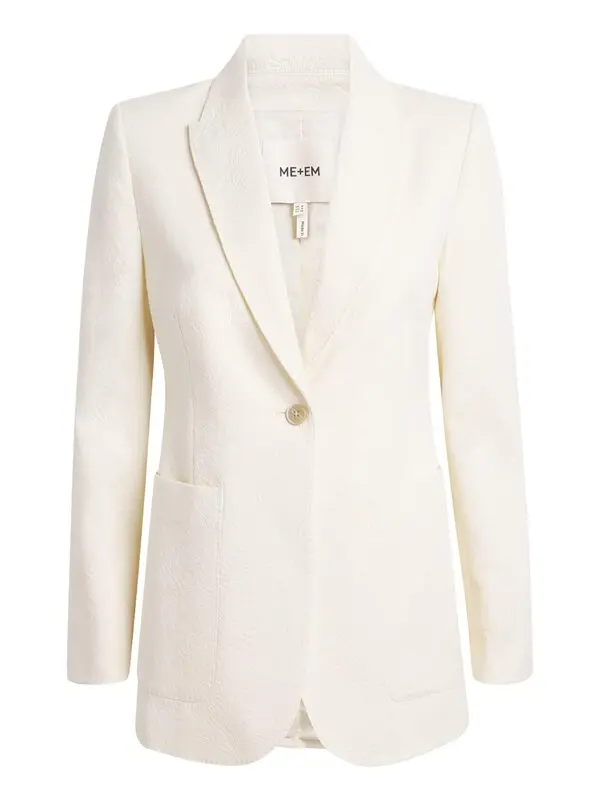 ME+EM Jacquard Sharp Shoulder Blazer - White