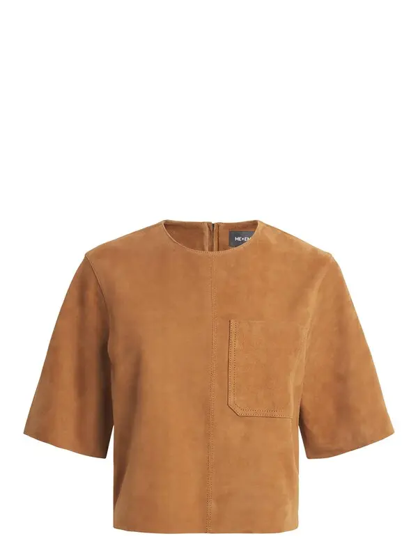 ME+EM Suede Boxy T-shirt - Brown