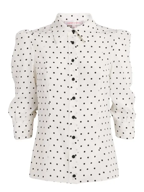 Carolina Herrera Silk Polka-dot Blouse - Ivory