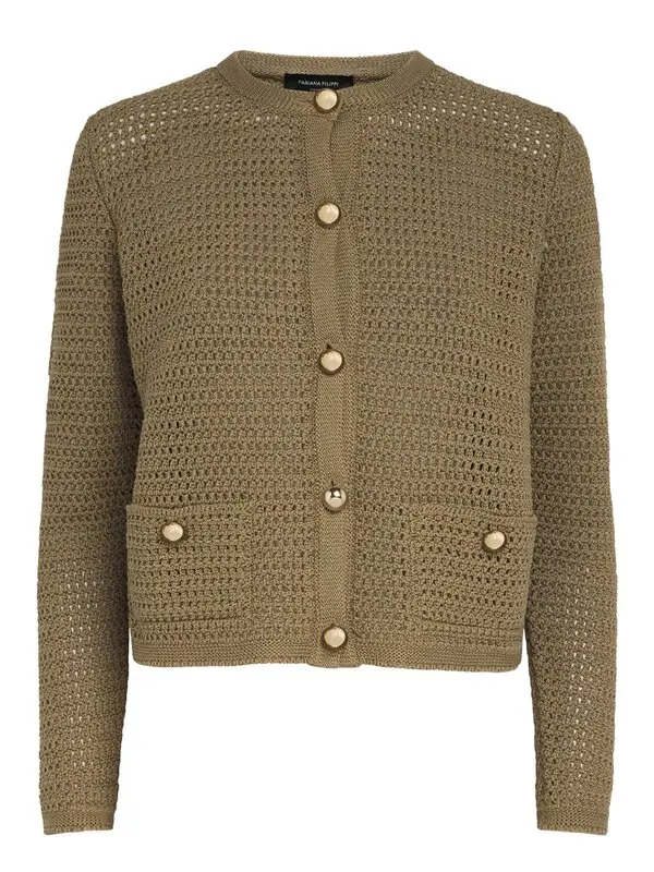 Fabiana Filippi Cotton Open-knit Cardigan - Green
