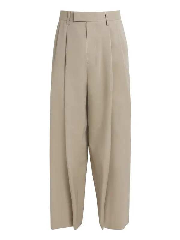 SYSTEM Double-pleat Wide-leg Trousers - Beige