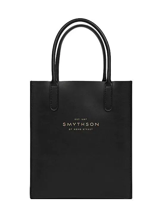 Smythson Pavilion Kingly Mini Leather Tote Bag - Black