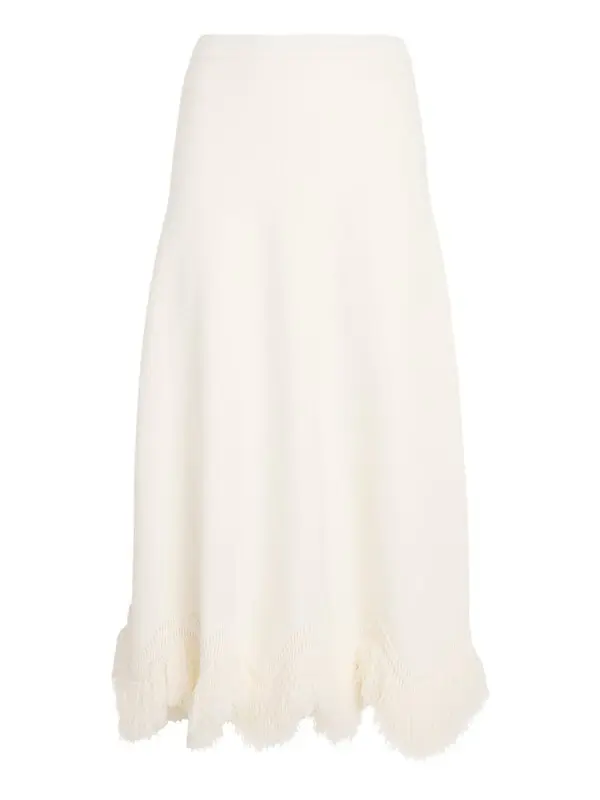 Ulla Johnson Knit Fringe-trim Midi Skirt - White