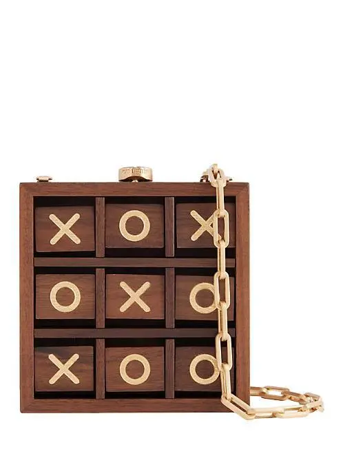 Cult Gaia Tic Tac Toe Wood Clutch - Walnut