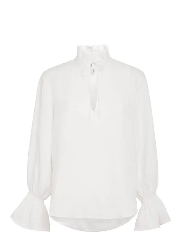 LAURA PITHARAS Cotton Tie-neck Shirt - White