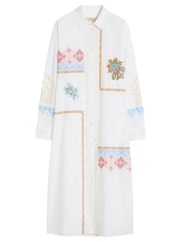 Max Mara Cotton Embroidered Shirt Dress - White