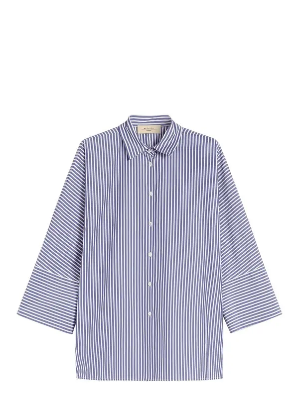 Max Mara Cotton Oversized Stripe Shirt - Blue