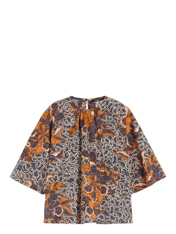 Max Mara Floral Cotton Blouse - Blue