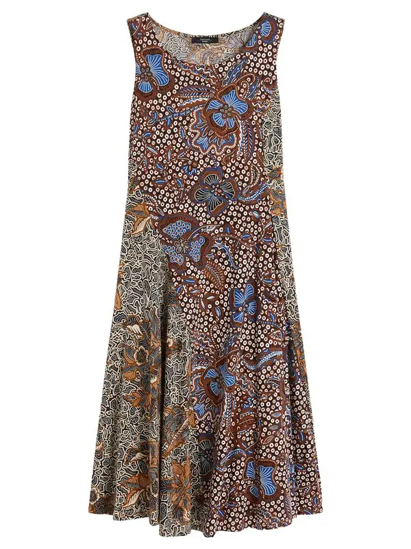 Max Mara Cotton Clash Print Midi Dress - Brown