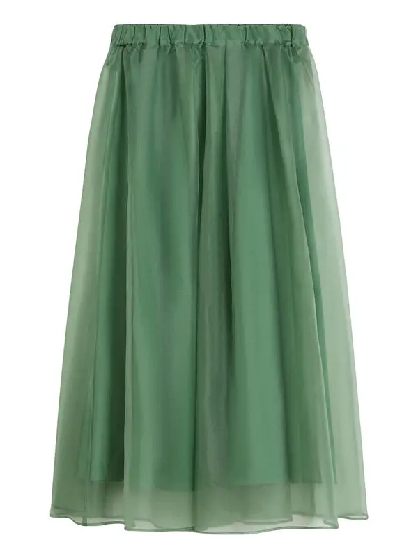 Max Mara Silk Organza Maxi Skirt With Petticoat - Green