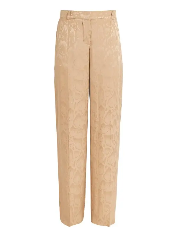 Stella McCartney Silk-blend Leopard Print Wide-leg Trousers - Beige