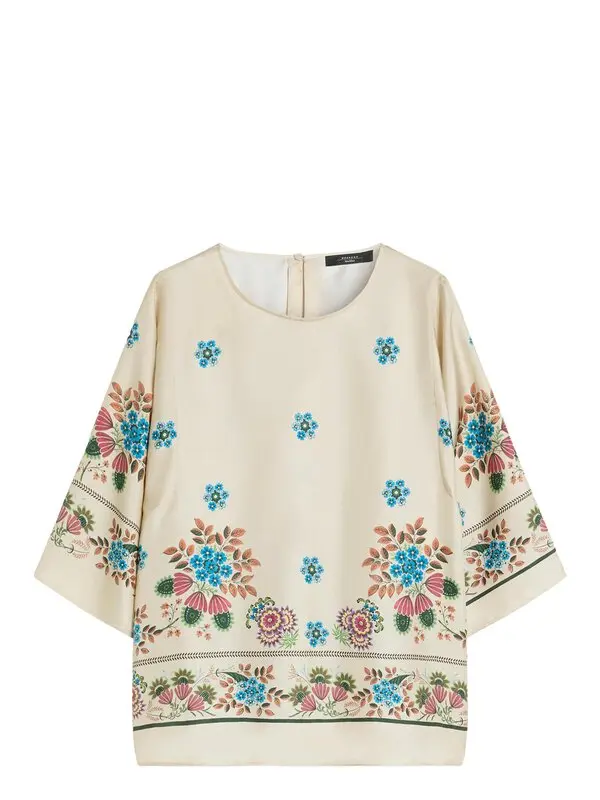 Max Mara Silk Printed Blouse - White