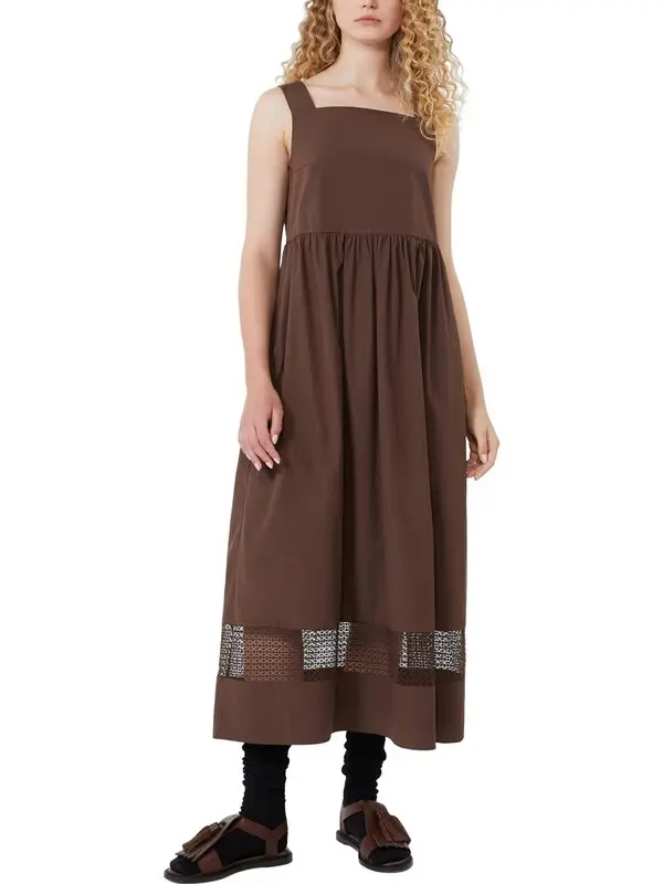 Max Mara Cotton Lace-trim Midi Dress - Brown