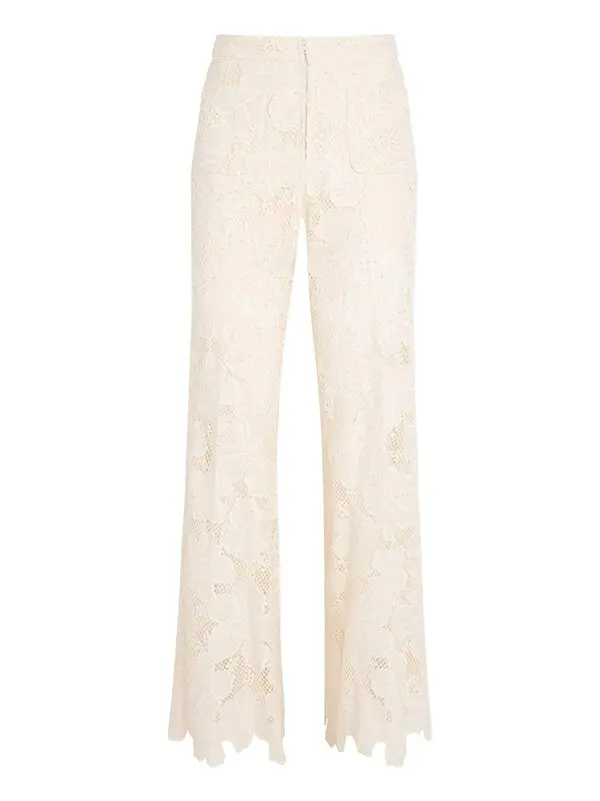 Sandro Guipure Lace Tailored Trousers - Beige