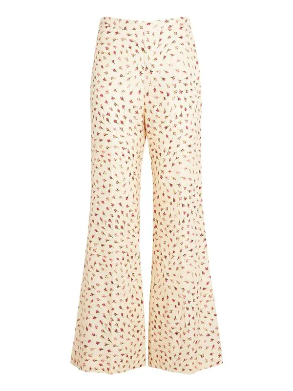 Sandro Floral Print Flared Trousers - Yellow
