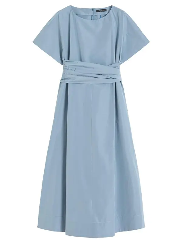 Max Mara Taffeta Gathered Midi Dress - Blue