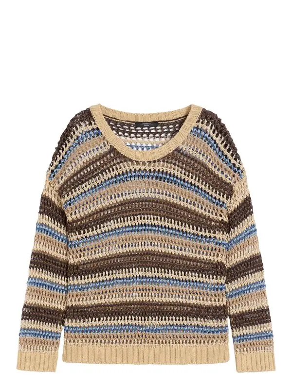 Max Mara Linen-blend Open-knit Sweater - Brown