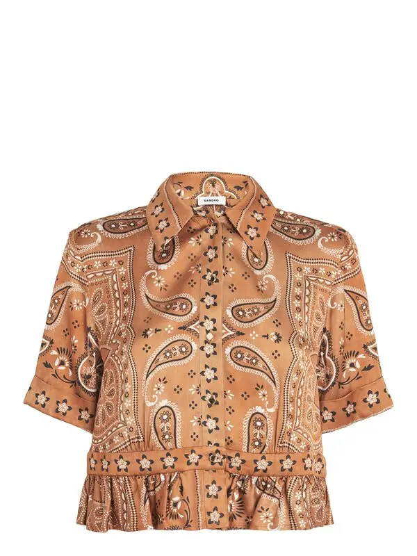 Sandro Bandana-print Cropped Shirt - Brown
