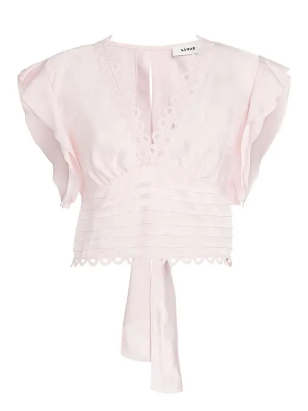 Sandro Tie-back Crop Top - Pink