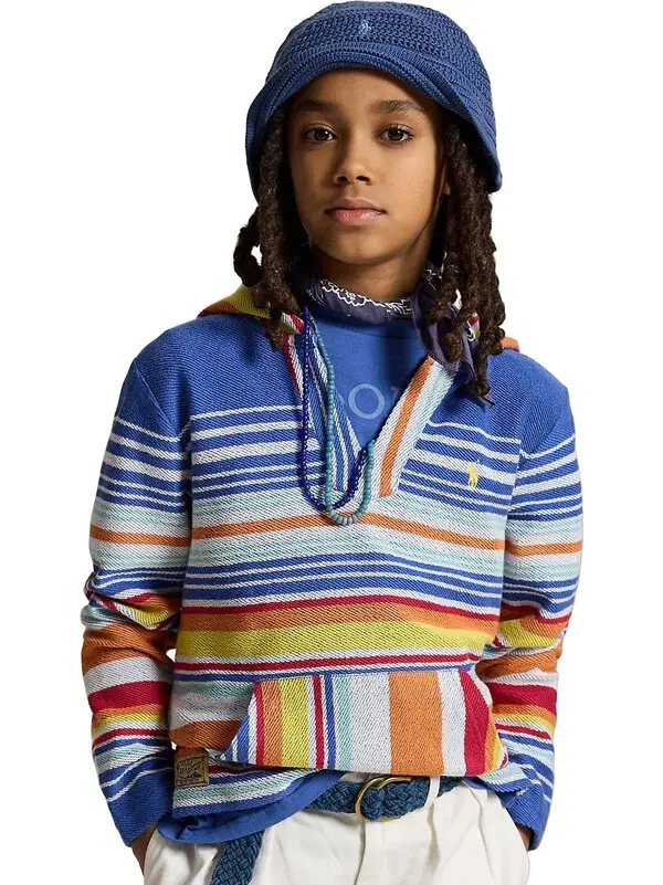 Ralph Lauren Striped Cotton Terry Hoodie - Bai Blue Multi