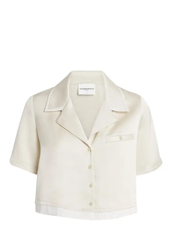 Claudie Pierlot Satin Cropped Shirt - White