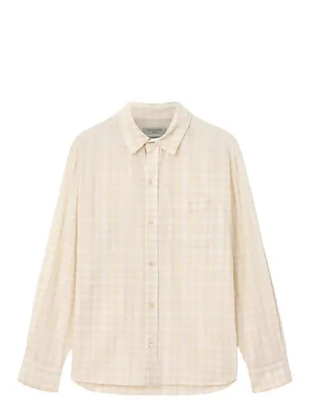 ALLSAINTS Toya Check Long-sleeve Cotton Shirt - Sandstone Brow