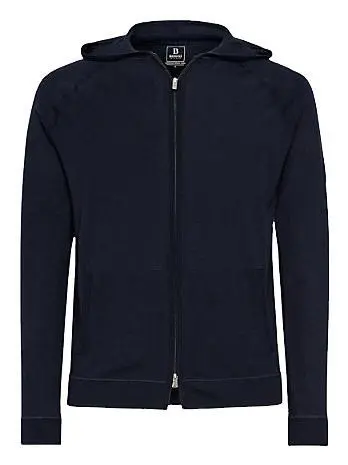 Boggi Milano Full-zip Merino Wool Hoody - Navy Blue