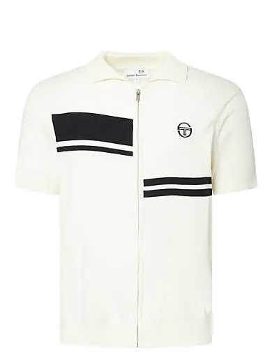 SERGIO TACCHINI Dallarindo Zip-up Cotton-knit Polo Top - Gardenia