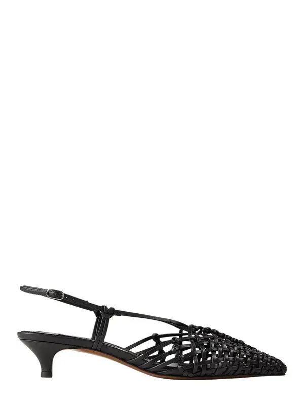 Ralph Lauren Antonella 35 Mm Woven Slingback Pumps - Black