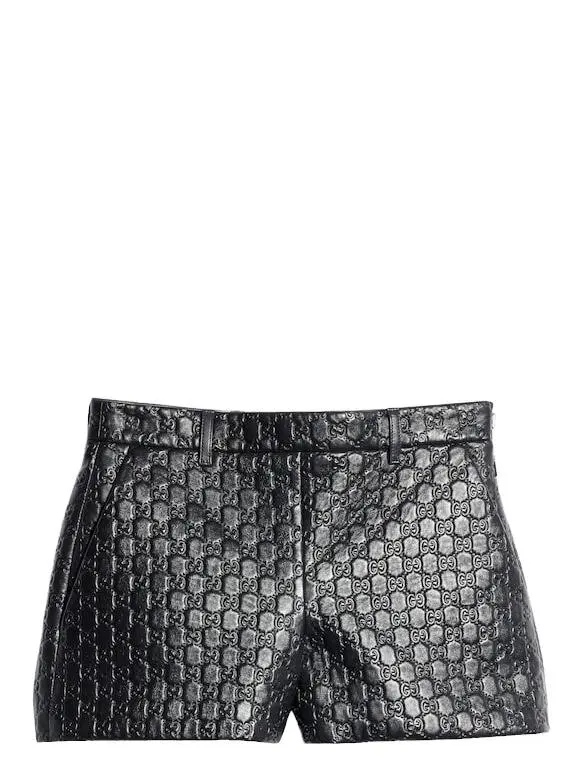Gucci Embossed Gg Leather Shorts - Blue